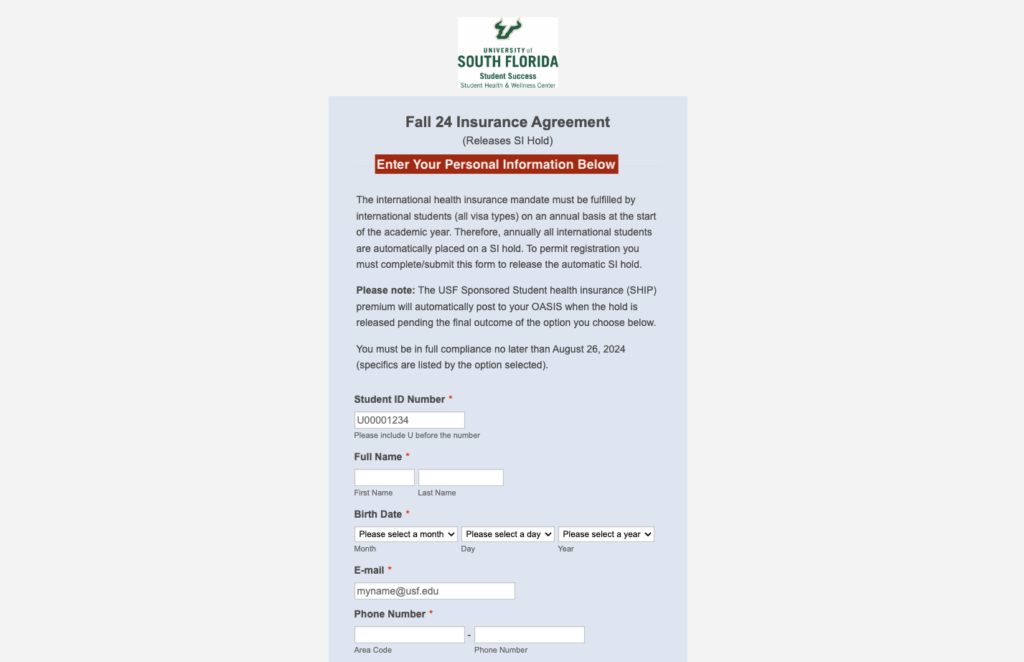 University Of South Florida-Student Medicover F1 Insurance Waiver